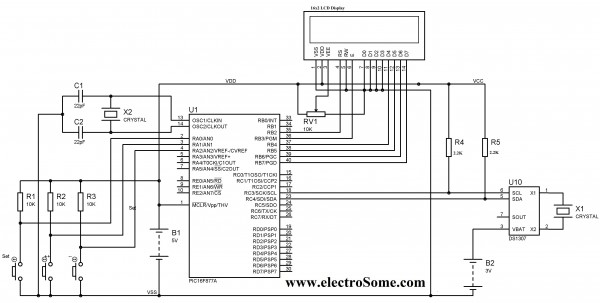 Digital Clock using PIC Microcontroller and DS1307 RTC