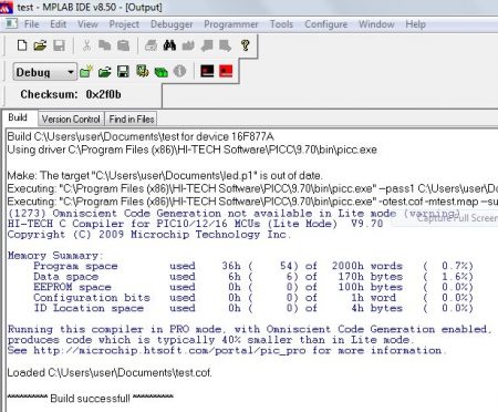 Blinking LED using PIC Microcontroller - Hi-Tech C Compiler and MPLAB