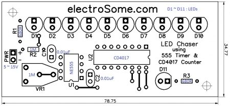 LED Chaser using 4017 Counter and 555 Timer